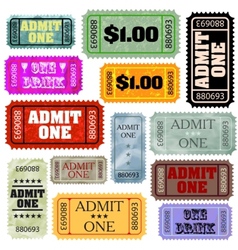Set of vintage and modern ticket admit one eps 8 Vector Image