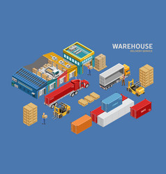 Isometric Warehouse Logistic Cargo Transport Vector Image