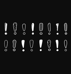 Hand drawn exclamation mark set scribble doodle Vector Image