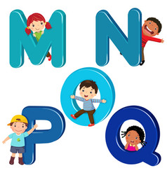 Cartoon kids with abcdef letters Royalty Free Vector Image