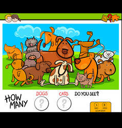 Counting cats and dogs educational game for kids Vector Image