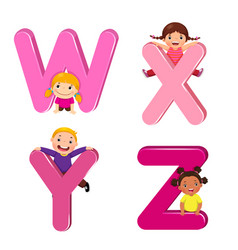 Cartoon kids with abcdef letters Royalty Free Vector Image