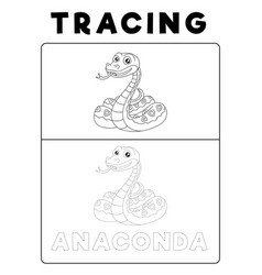Funny anaconda snake animal tracing and coloring Vector Image