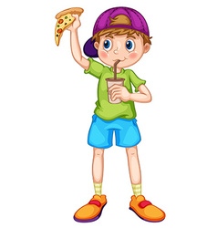 Little boy drinking from a cup Royalty Free Vector Image