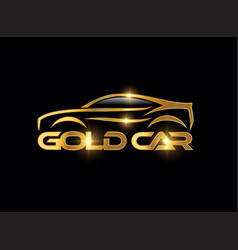 Golden car logo sign Royalty Free Vector Image