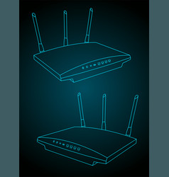 Router front and back view Royalty Free Vector Image