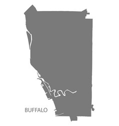 Buffalo new york city map with neighborhoods grey Vector Image