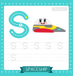 Letter s uppercase tracing practice worksheet Vector Image