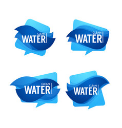 Natural spring water splashes and waves logo Vector Image