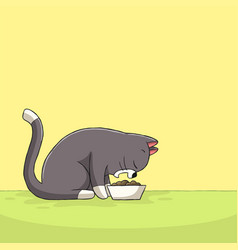 Cartoon funny cat eating Royalty Free Vector Image