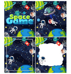 Four border templates with astronauts and alien Vector Image