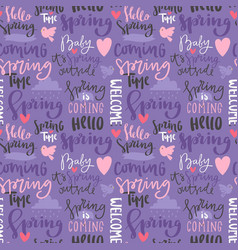 Spring time lettering text greeting card Vector Image