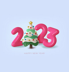2023 banner with a christmas tree snowman Vector Image