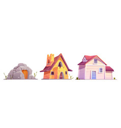 Human houses history cartoon collection Royalty Free Vector