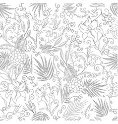 Seamless spring flowers on tree branch pattern Vector Image