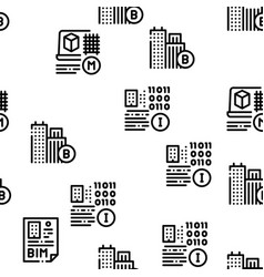 Bim building information modeling icons set Vector Image