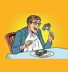 Man loves money care and preservation of finance Vector Image