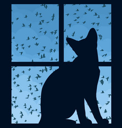 Musical notes with cats and birds Royalty Free Vector Image