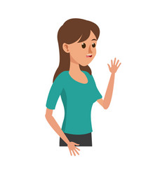 Character young woman say hi image Royalty Free Vector Image