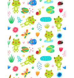Frog seamless pattern repeating cute frogs and Vector Image