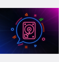 Hdd icon hard disk storage sign neon light Vector Image