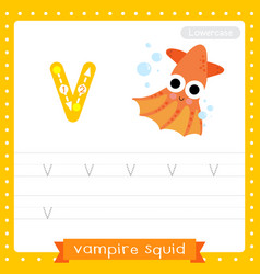 Letter v uppercase and lowercase tracing practice Vector Image