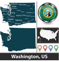 Map of state washington usa Royalty Free Vector Image