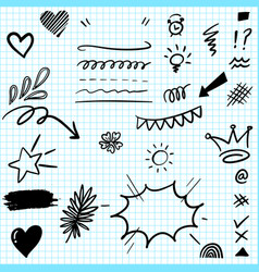 Marker hand drawn chart mind map doodle elements Vector Image