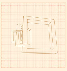 Three rectangular 3d frames blueprint Royalty Free Vector