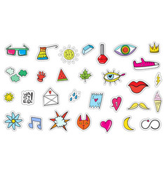 Cute colorful modern patch set fashion patches Vector Image