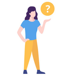 Confused woman pointing to herself asking Vector Image