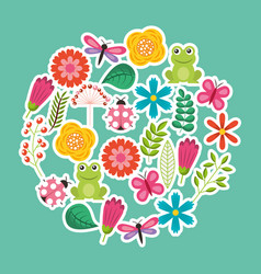 Cute frog dragonfly butterfly ladybug Royalty Free Vector