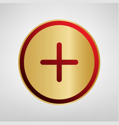 Positive symbol plus sign red icon Royalty Free Vector Image