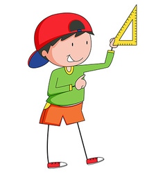 Cartoon boy holding triangl Royalty Free Vector Image