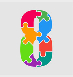 Puzzle jigsaw figure or number seven Royalty Free Vector