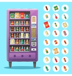 Flat vending machines snacks food ice cold Vector Image