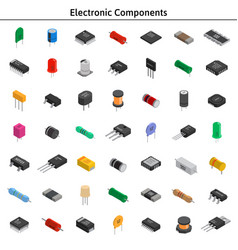 Big set isometric electronic components Royalty Free Vector
