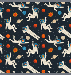 Cute smiling planets in outer space seamless Vector Image