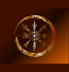 Gold vegvisir runic compass golden viking symbols Vector Image
