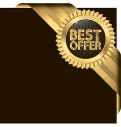 Best offer golden label with ribbons Royalty Free Vector