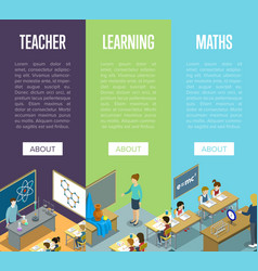 School education isometric 3d set Royalty Free Vector Image