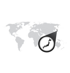 World map with zoom on japan map in loupe in flat Vector Image