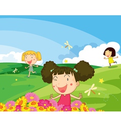 Kids on a flower Royalty Free Vector Image - VectorStock