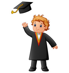 Happy graduation boy cartoon Royalty Free Vector Image