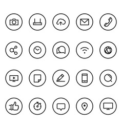 Different line style icons on circles set Vector Image