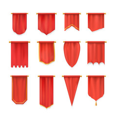 Red realistic pennant set empty triangle banners Vector Image
