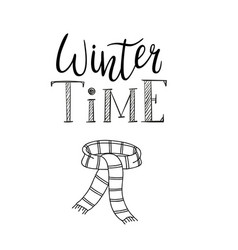 Handwritten inscription words-winter time Vector Image