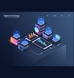Concept of big data processing isometric data Vector Image