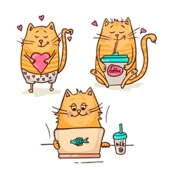 Cute cat coffee break 5 Royalty Free Vector Image