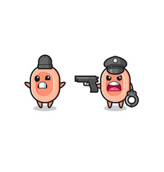 Bubble tea robber with hands up pose caught Vector Image